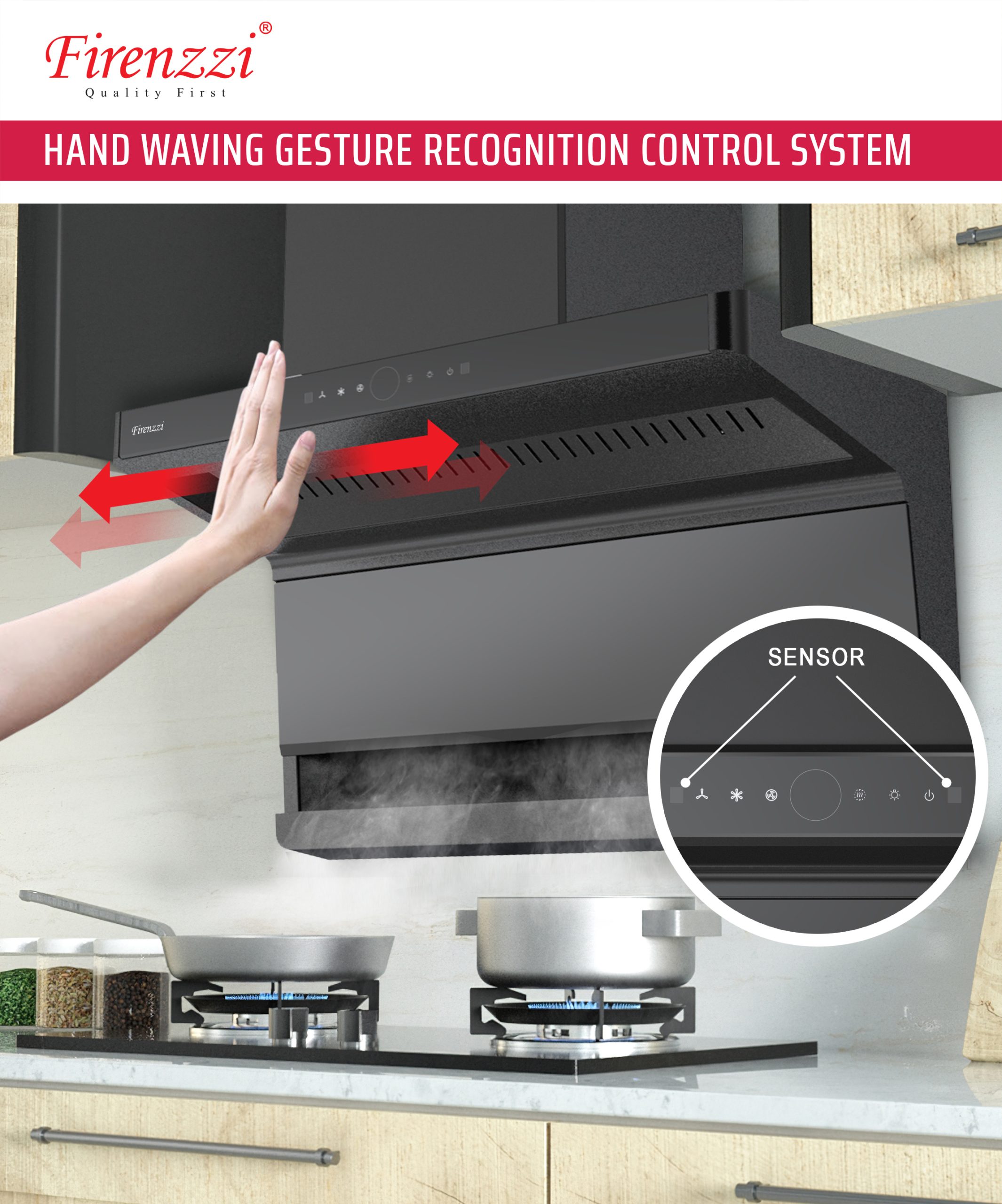 FIRENZZI Designer Hood FCH-9133 LS Chimney Cooker Hood Auto Clean ...