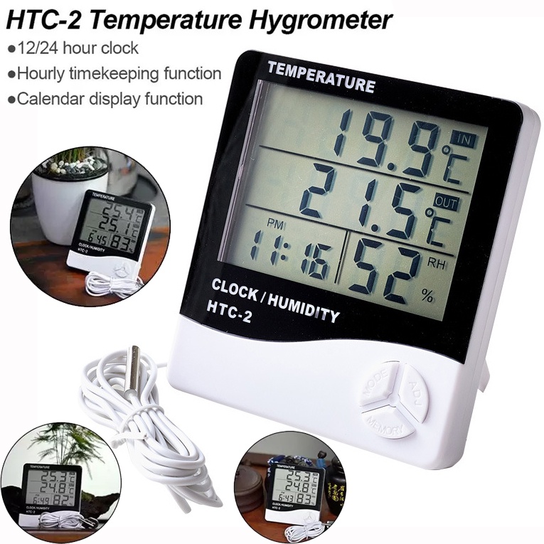 LCD Electronic Digital Temperature Humidity Meter Indoor Outdoor ...