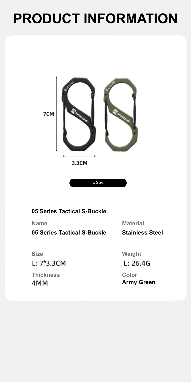 Shinetrip #05 Series Tactical S-Buckle | Stainless Steel Carabiner (NOT ...