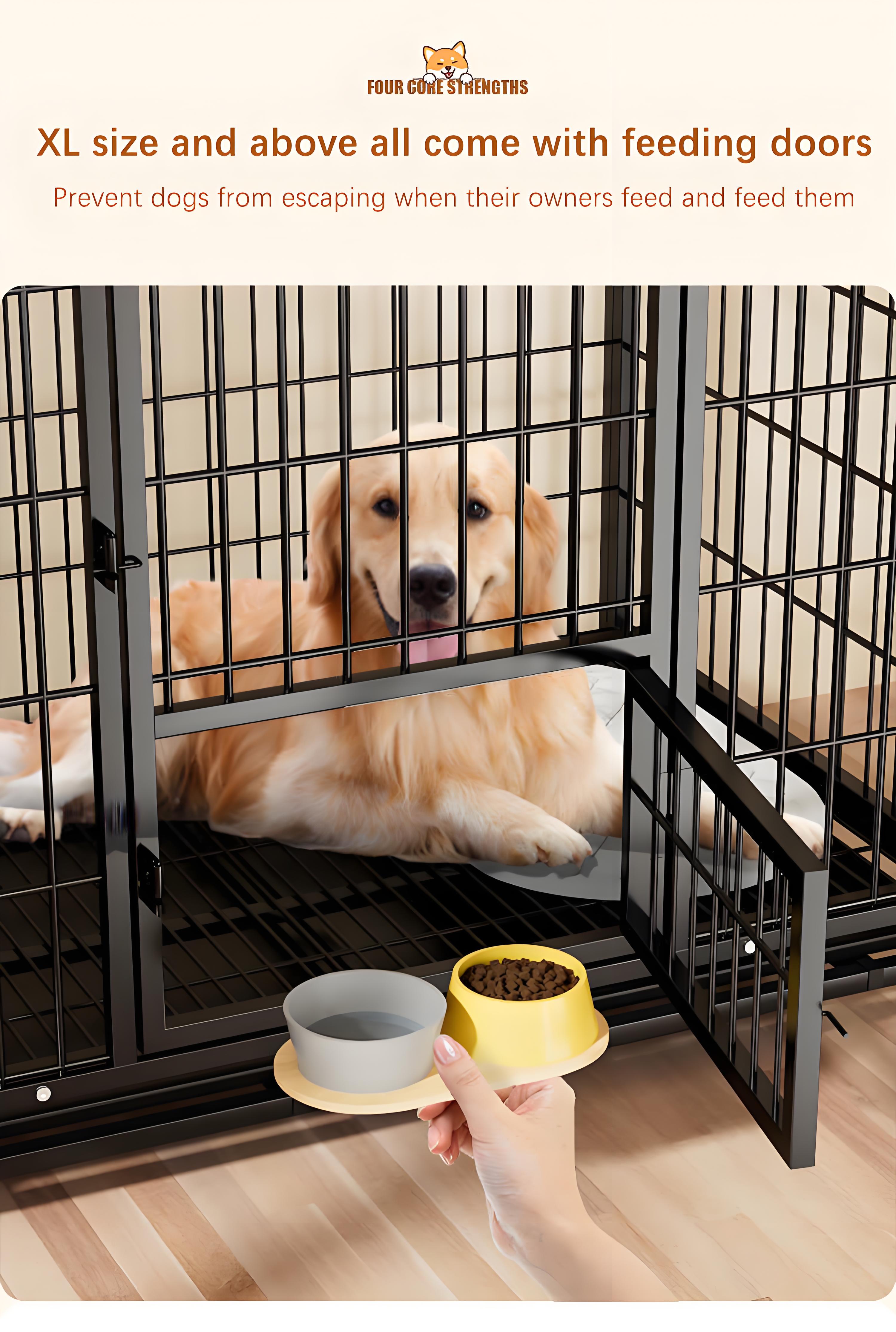 Extra Large Dog Cage Kennel Big Dog Crate Escape Proof Lockable Wheels ...