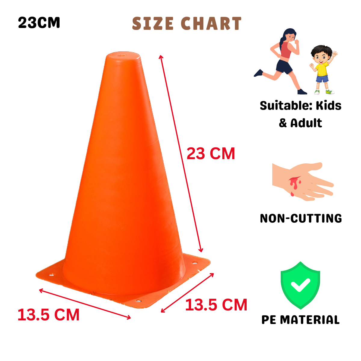 Marker Sports Kon 23cm Sports Training Cone Plastic Skittle Soccer ...