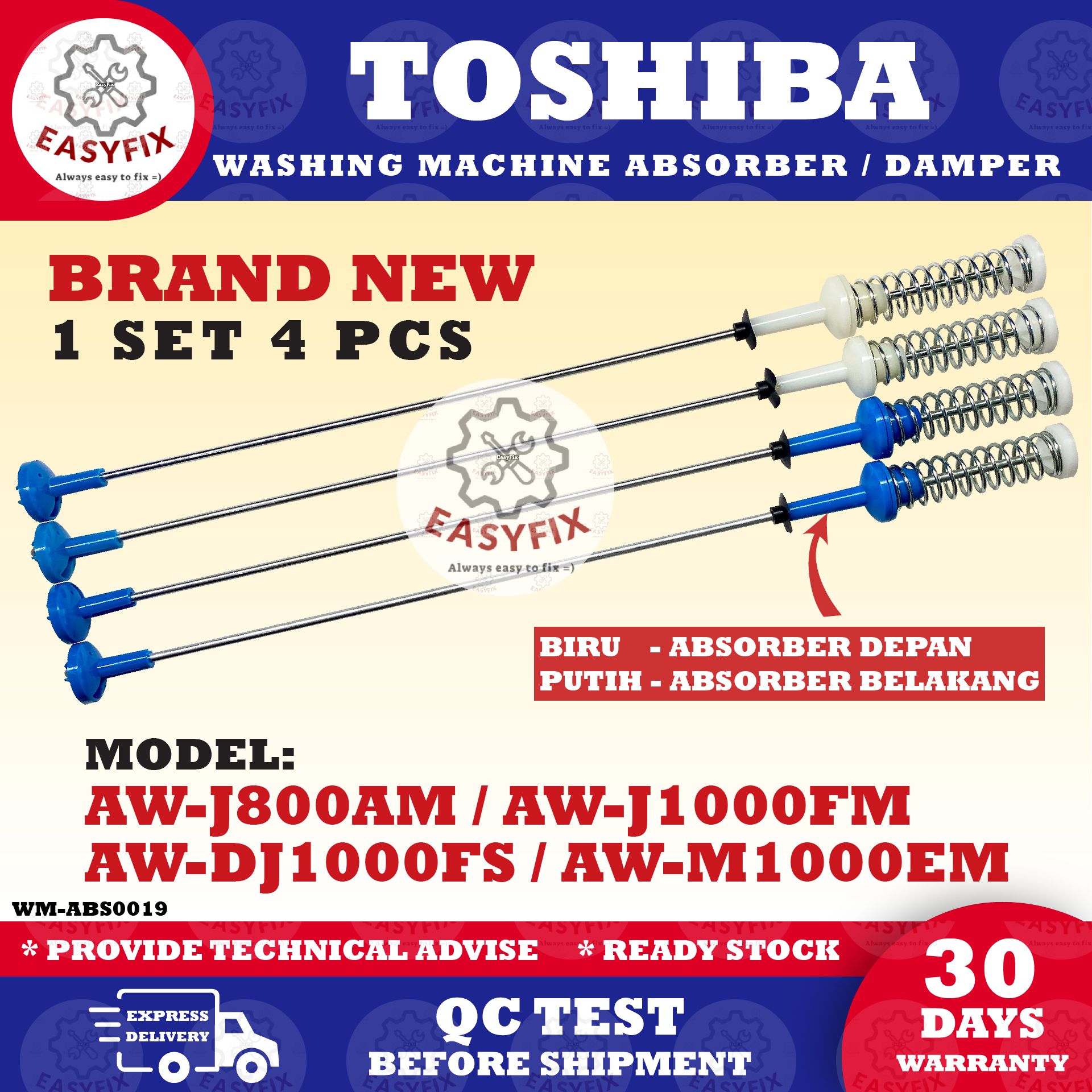 AW-J800AM / AW-J1000FM / AW-DJ1000FS TOSHIBA Washing Machine Absorber DAMPER Suspension toshiba ...