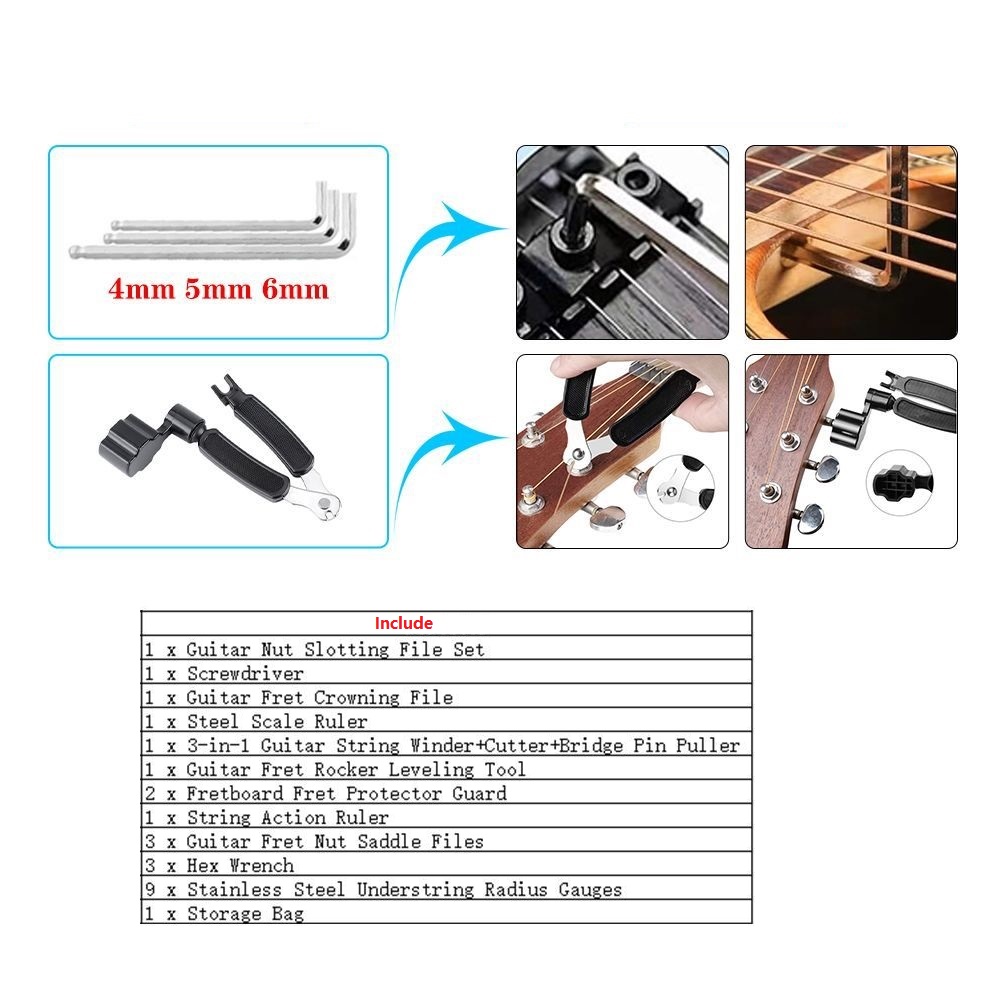 Fully Upgraded 25Pcs Guitar Repair Kit/Professional Acoustic Electric ...