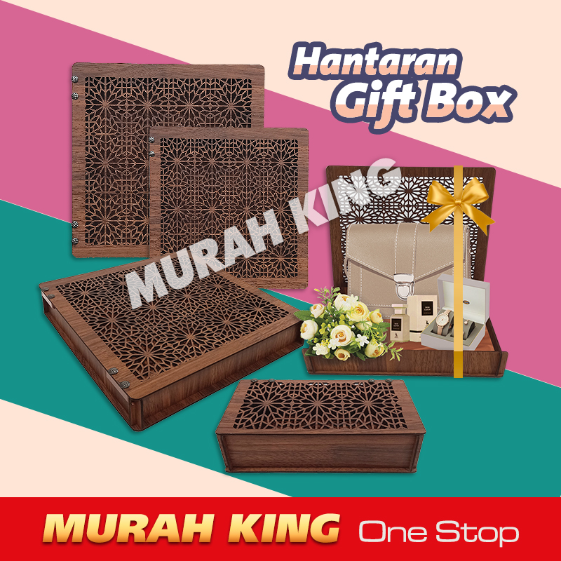 Wooden Tray Kotak Kerawang Dulang Hantaran Kahwin Tunang Nikah Gift Box ...