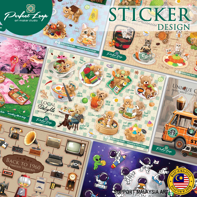 Sticker Design Malaysia Food Creative Cute Art Concept BUY 10 FREE 1 ...