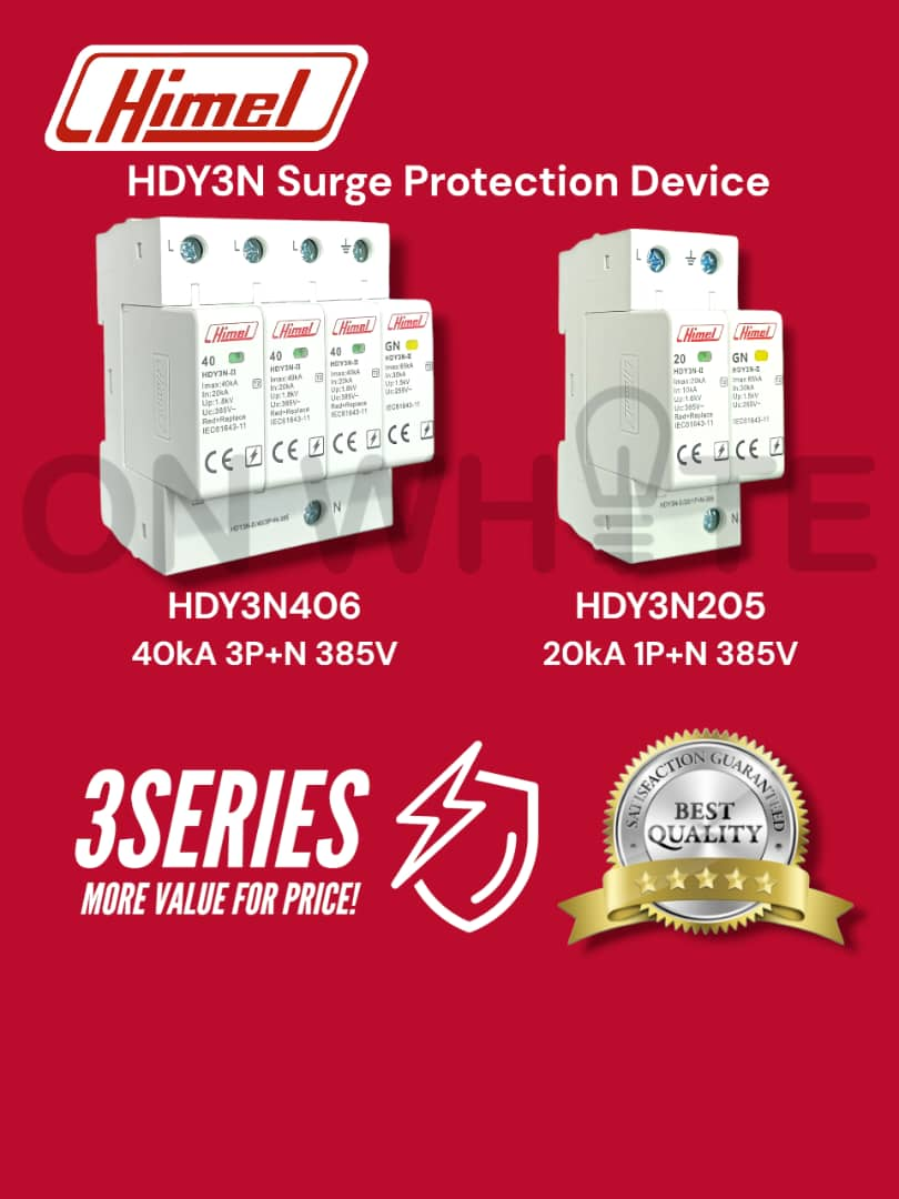HIMEL SPD SURGE PROTECTION DEVICE ( HDY3N205 20kA 2P / HDY3N406 40kA 4P ) SINGLE PHASE / THREE ...