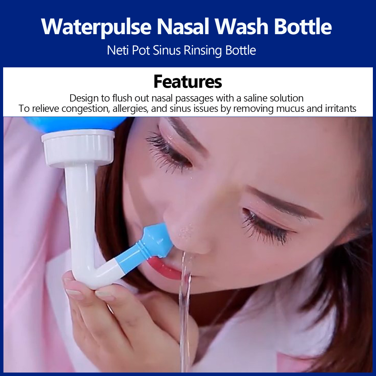 Genuine Water pulse Neti Pot Sinus Rinse Bottle Nose Wash Cleaner ...