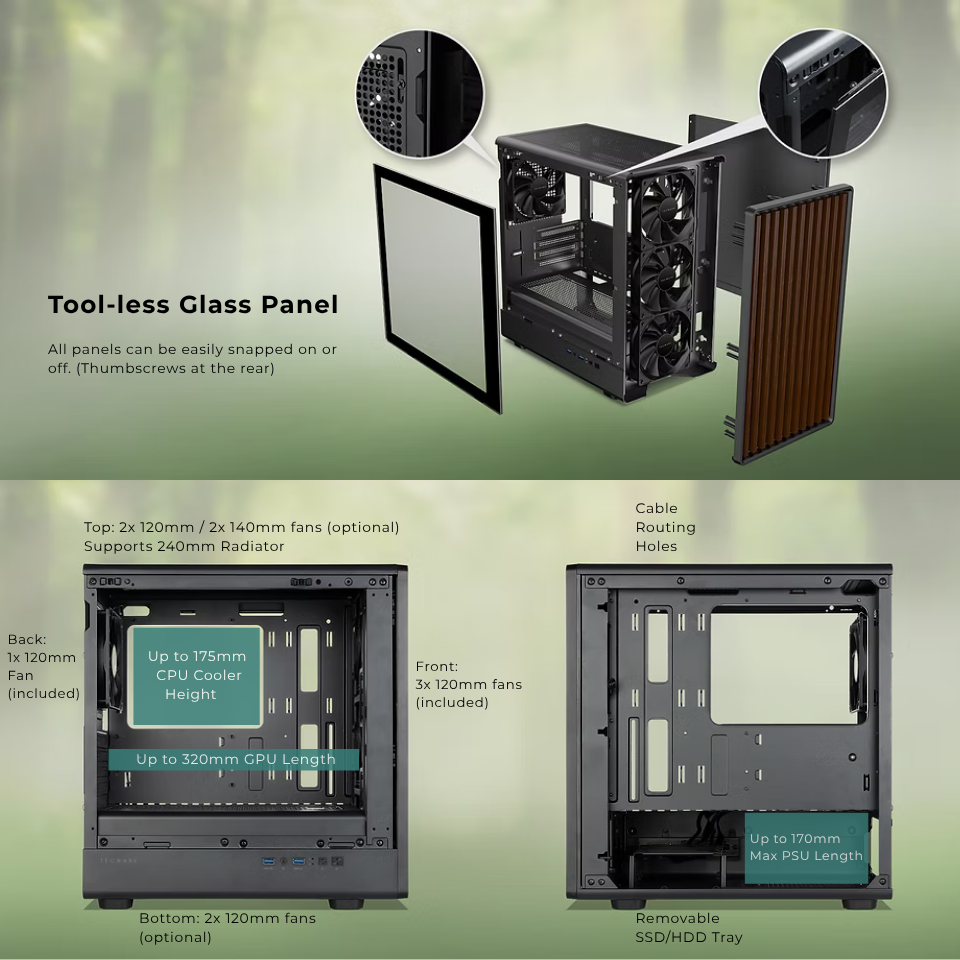 TECWARE TIMBER M TG | Micro-ATX Wooden Panel PC Casing | MID TOWER MATX ...