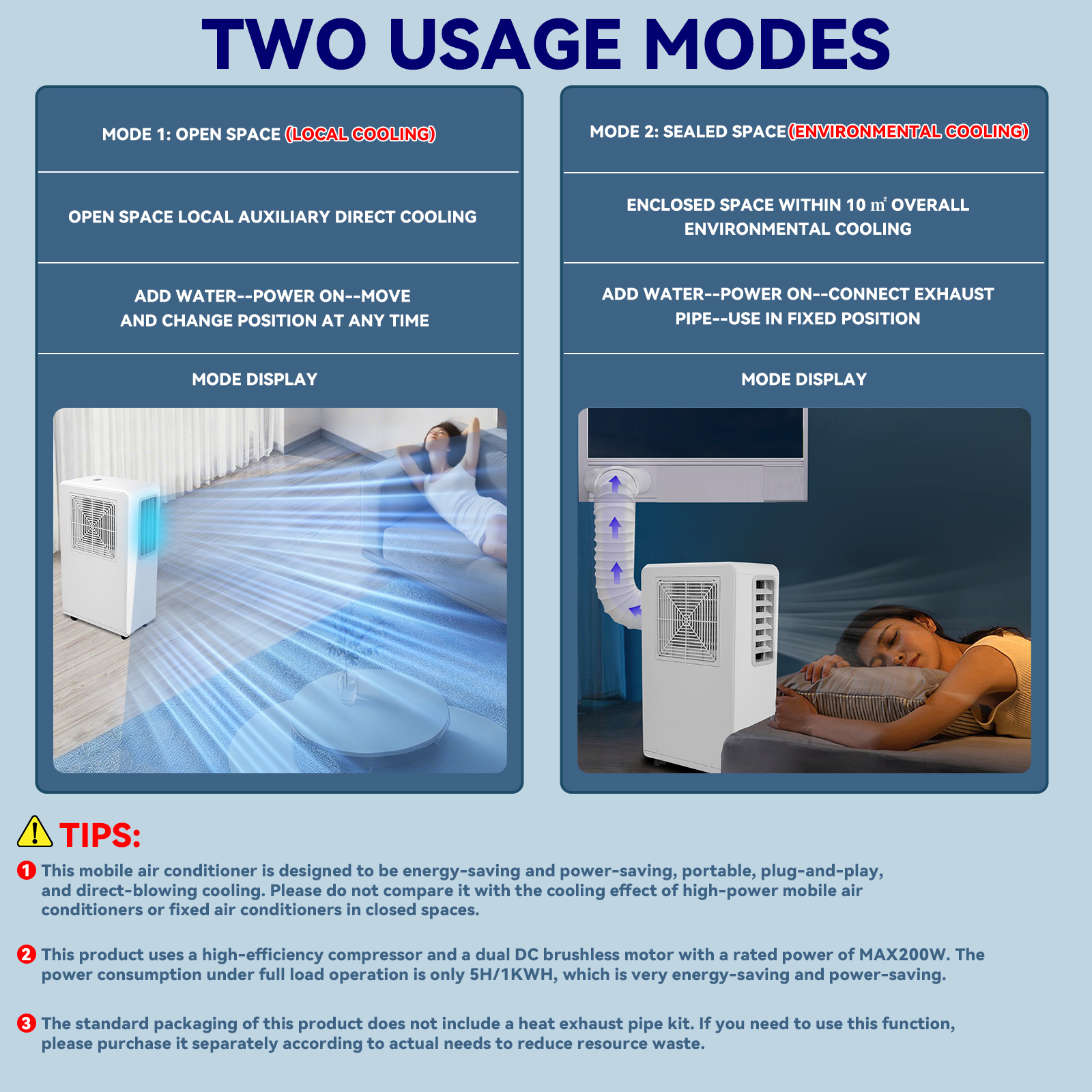 5-Year-Warranty 3in1 Portable Air Conditioner Movable direct blowing ...