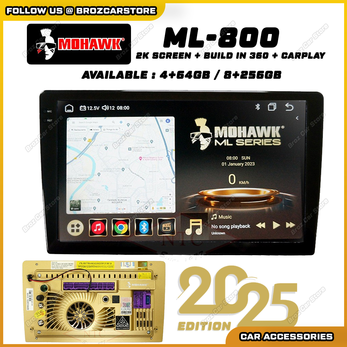 📻 MOHAWK ML-800 SERIES Android Player 2K Screen Built In 360 System ...