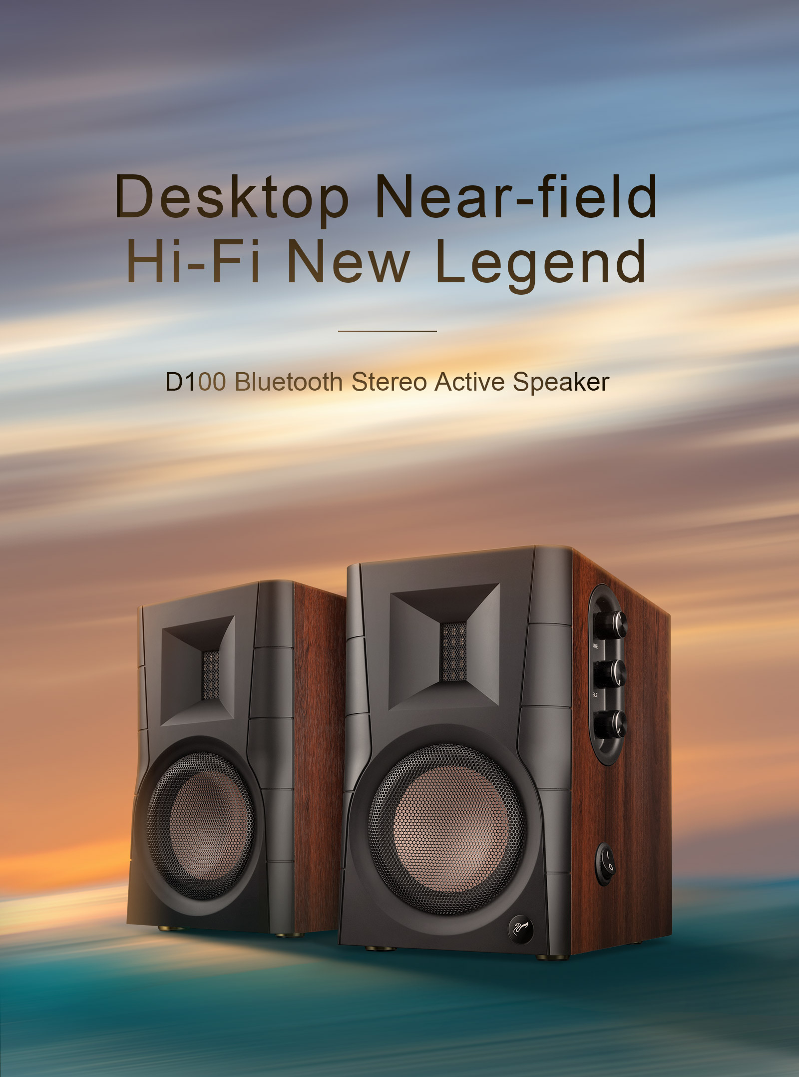 HiVi Swans D100 Powered Bookshelf Speakers 2.0 Active Bluetooth 5.0 ...