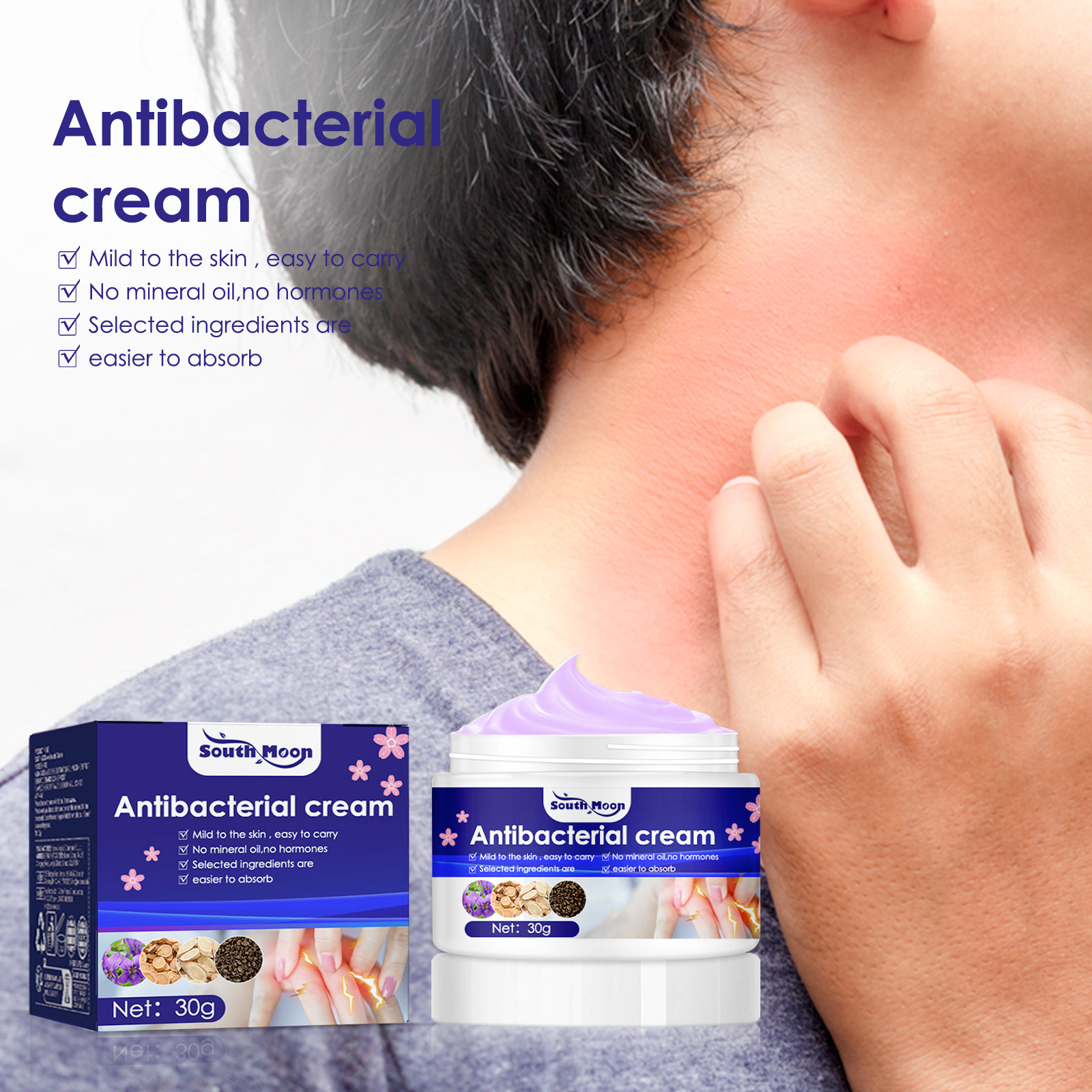 🔥South Moon Psoriasis Antibacterial Cream Eczema Itchy Peeling ...