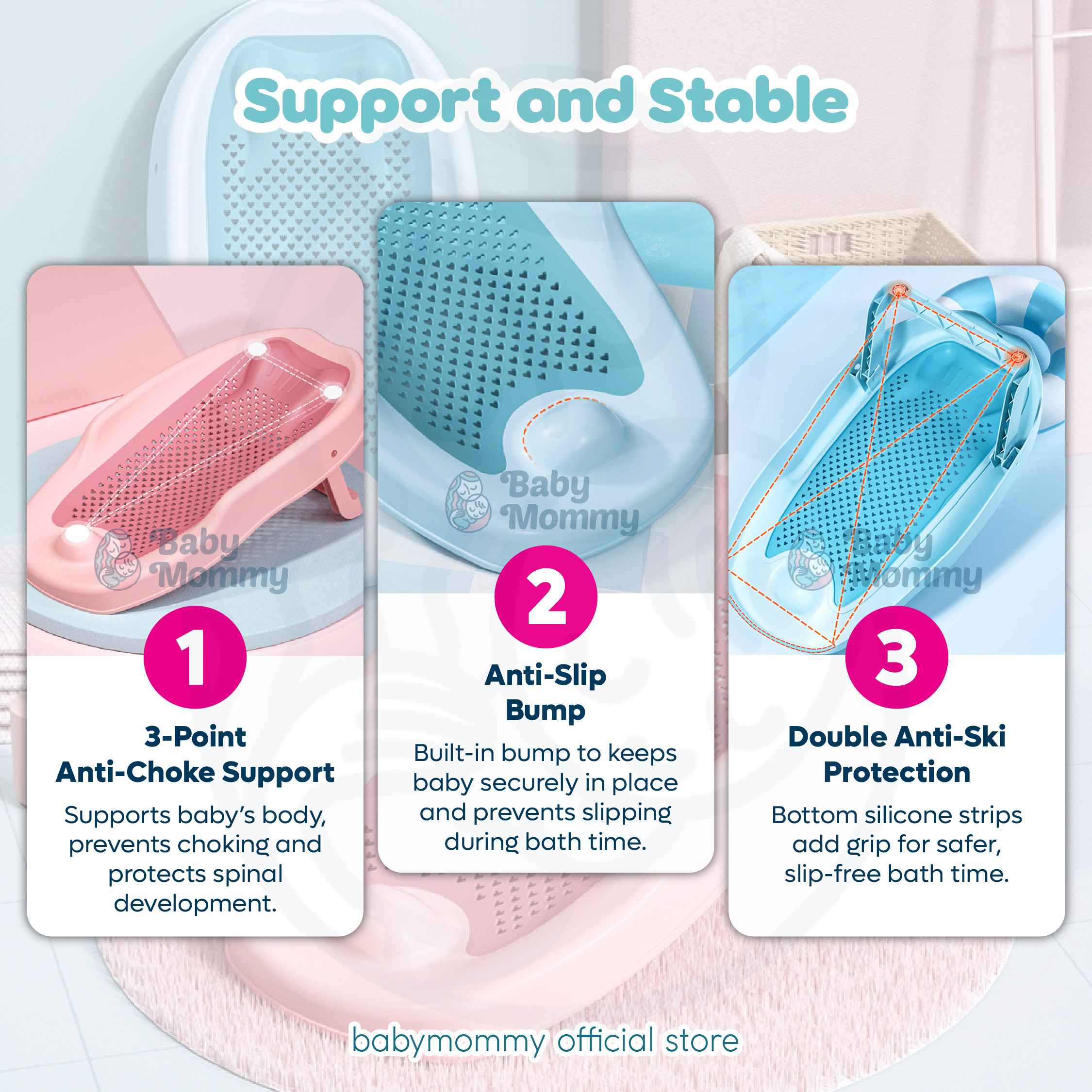Quality Assurance Baby Bath Tub Bath Stand Net Safety Seat Support Shower Baby Shower Net Bayi ...