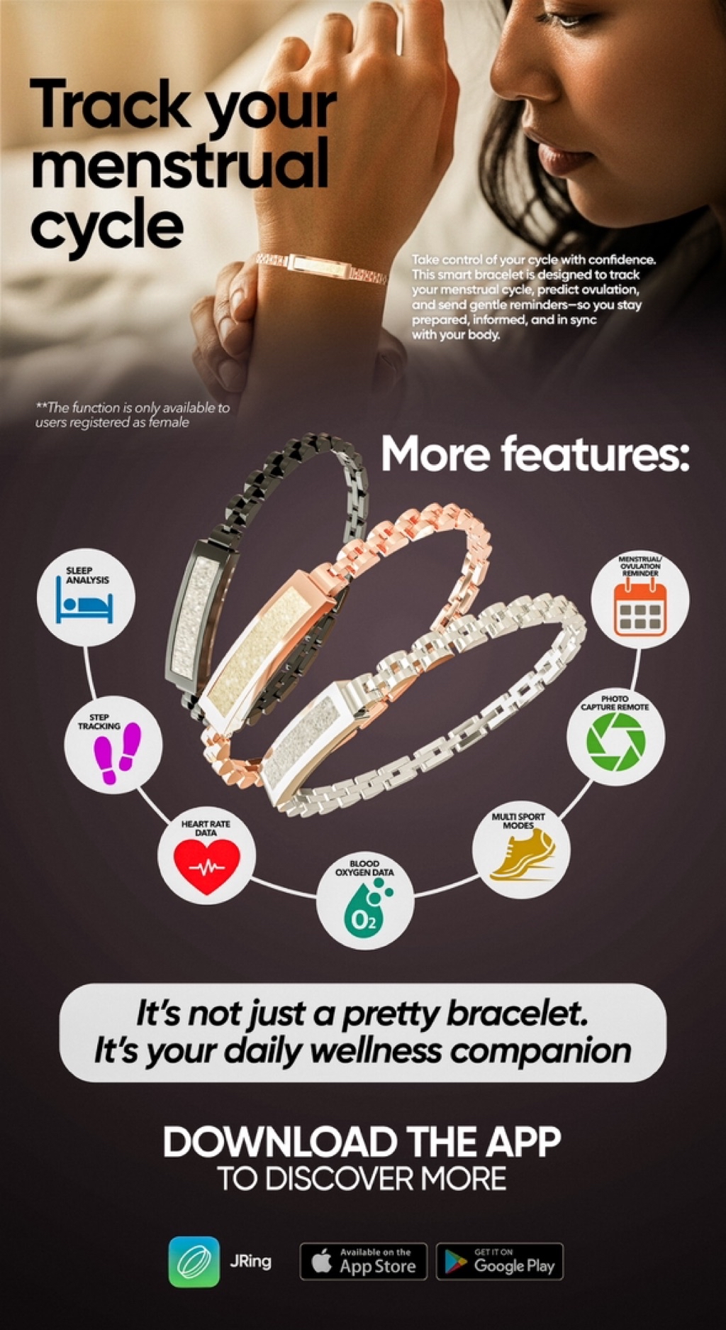 Carabat AI Smart Bracelet | Sports Mode | Sleep Tracking | Heart Rate ...