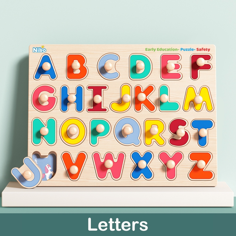 NIKO ABC Letter Digital Puzzle Wooden Toys For Kids Alphabet Number ...