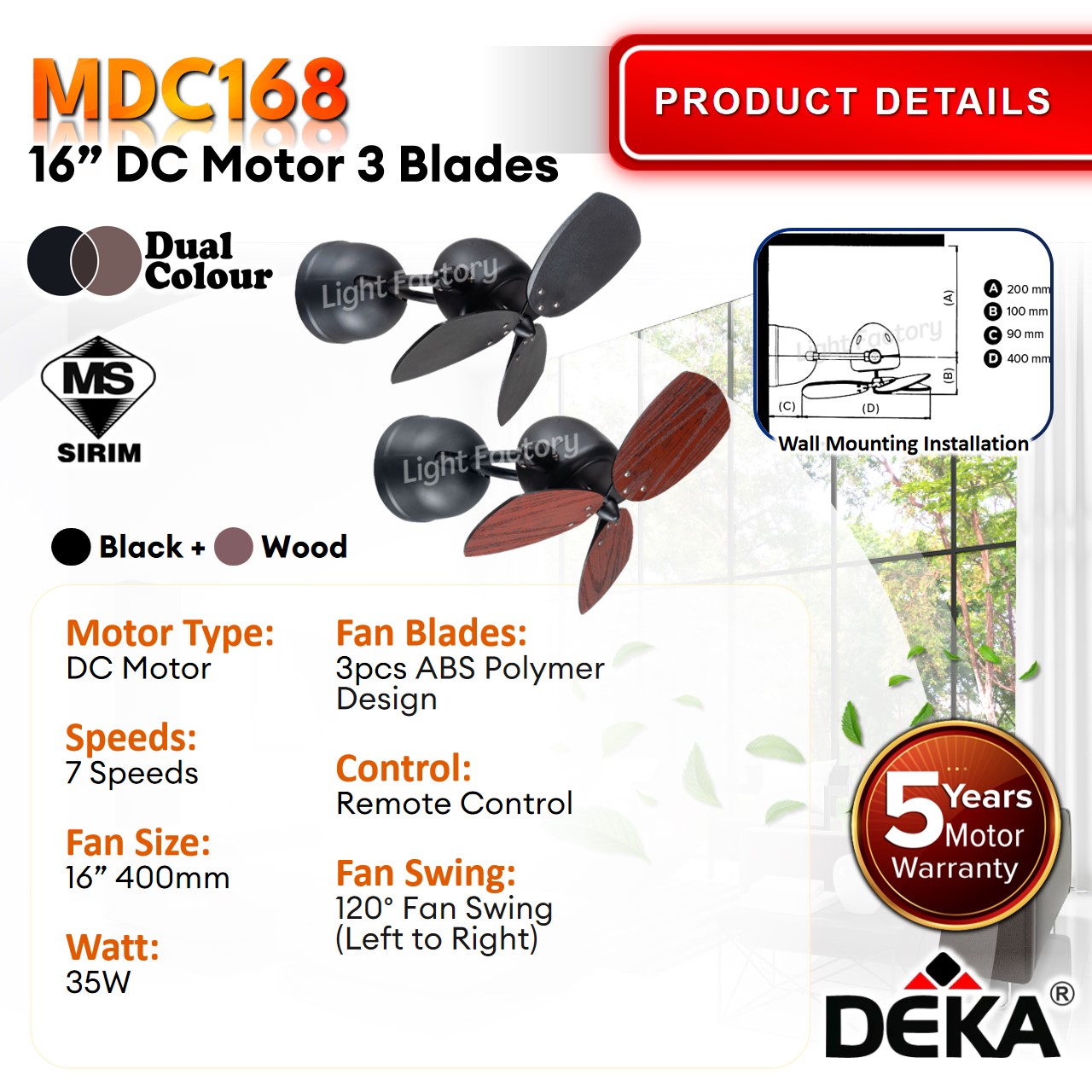 DEKA MDC168 MS160 16" Designer Wall Fan | FANZO PHOENIX 20" MINI 16 ...