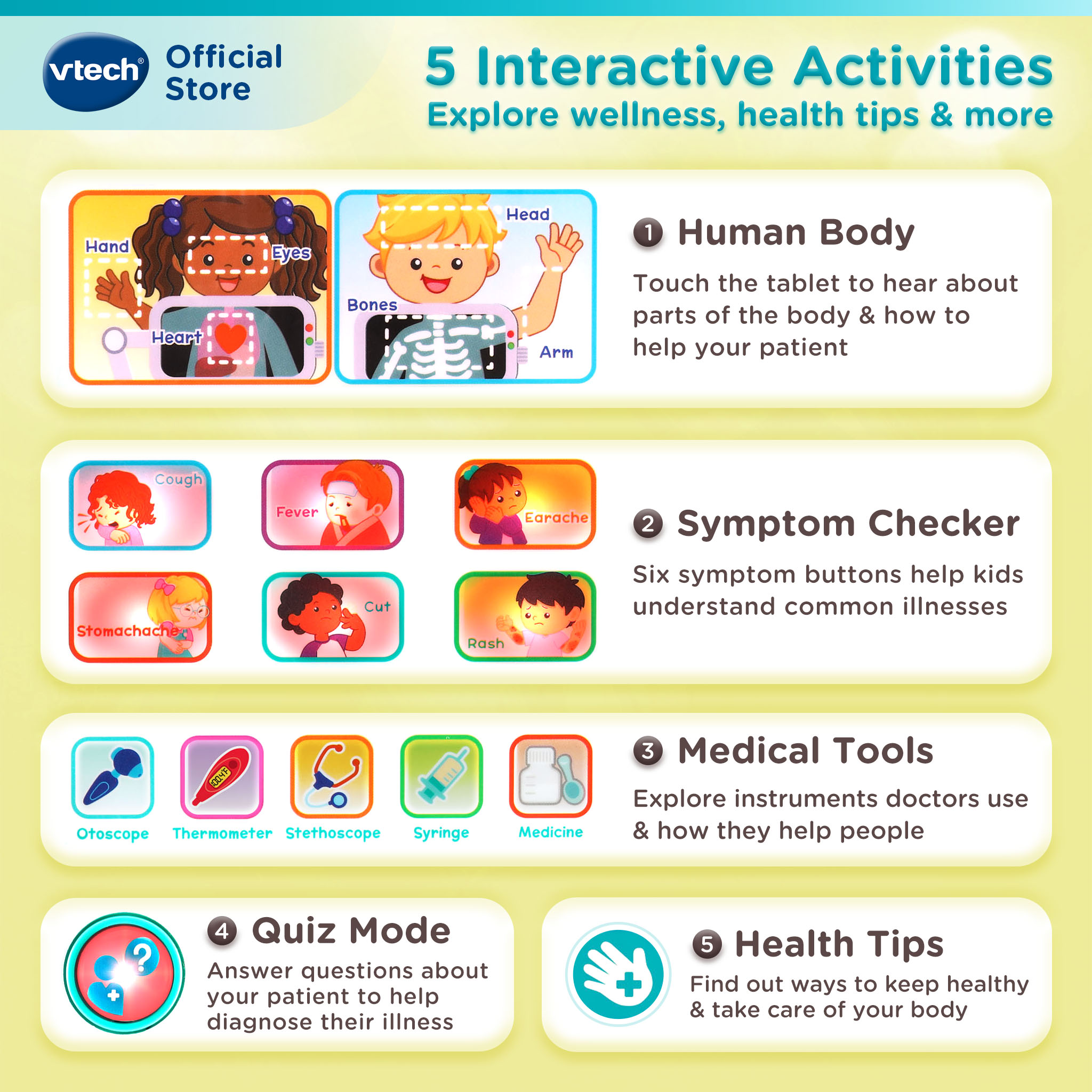 VTech Doctor Kit Set Smart Chart Medical Kit Kids Doctor Toys Toys for ...