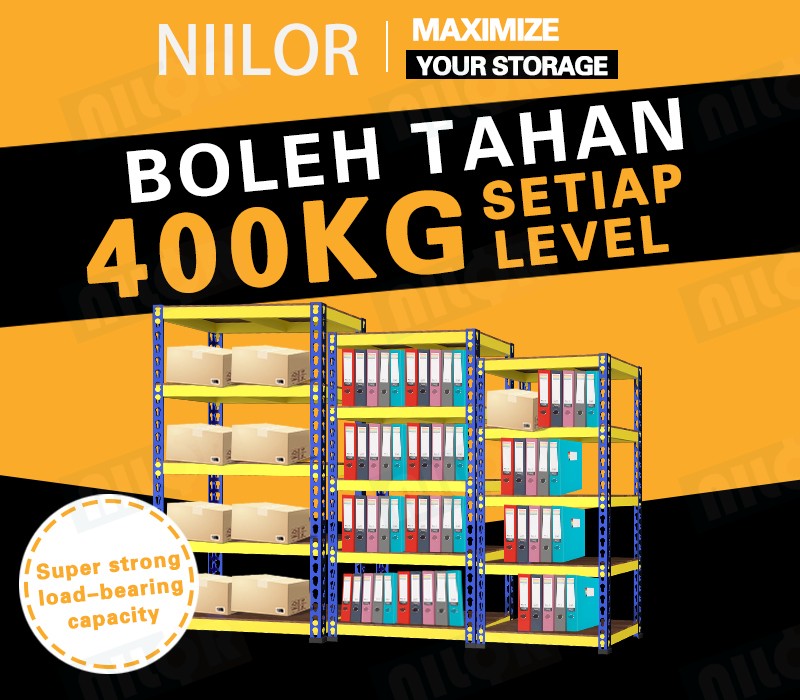 💪3/4/5 Tier Rak Besi Storage Rack Heavy Duty Rack Dapur Rack Boltless ...