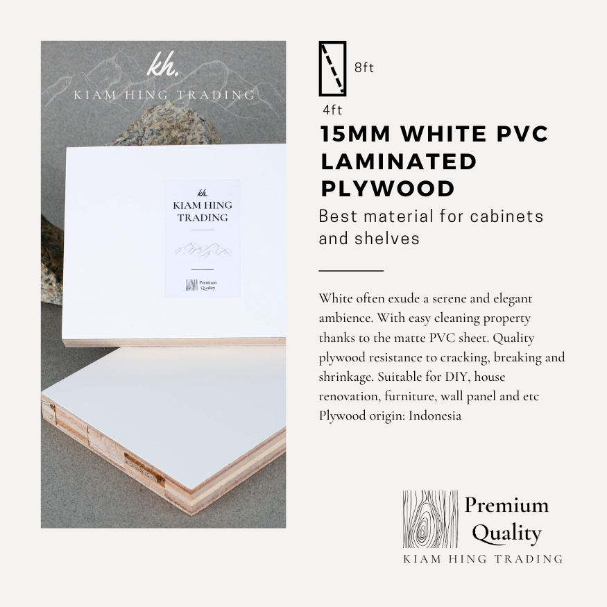 15mm 1-side white PVC laminated plywood (4ft x 8ft) DIY board sheet ...