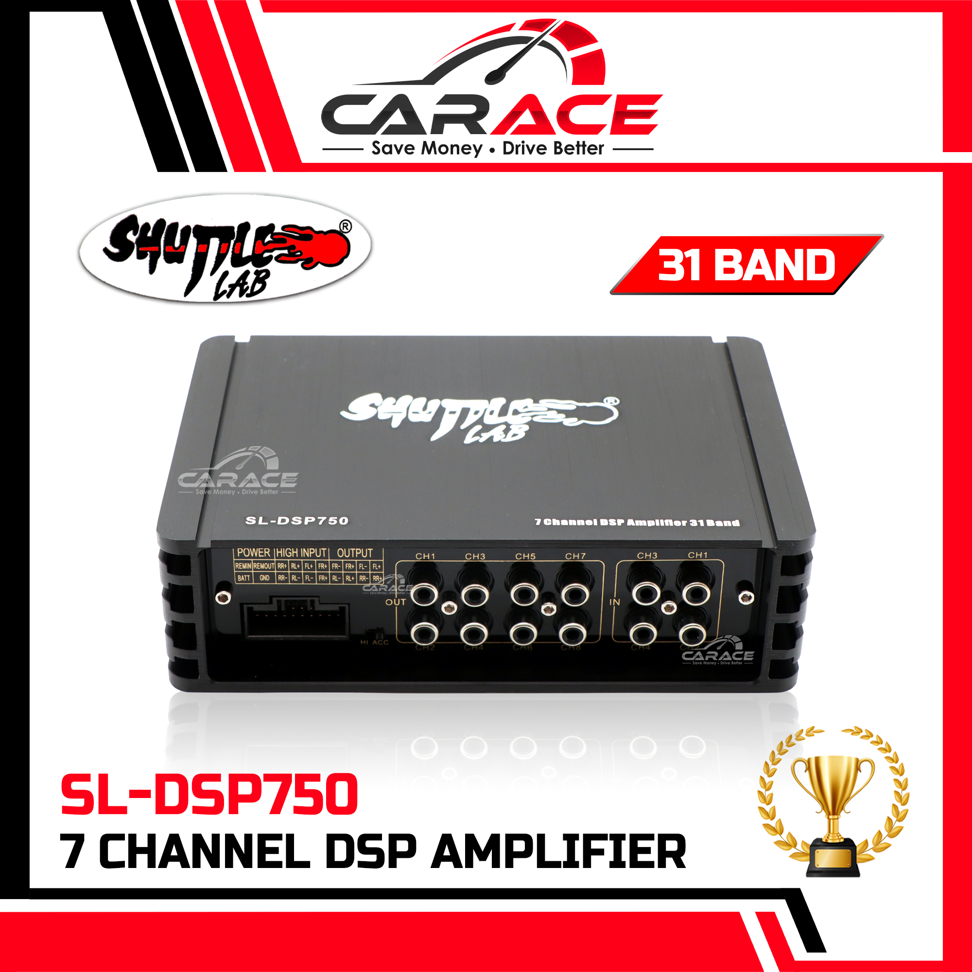 SHUTTLE LAB DSP 7 Channel DSP Amplifier Plug & Play SL-DSP750 31Band EQ ...