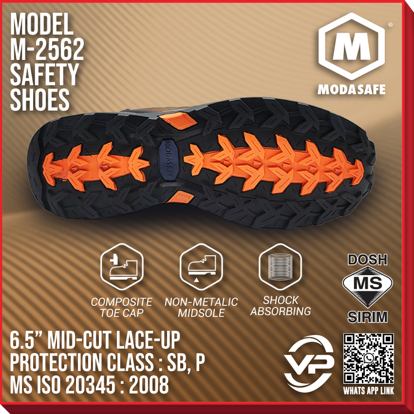 MODASAFE Kasut Kerja SIRIM DOSH Safety Shoe M-2562 Kasut Kerja 6.5" Mid ...