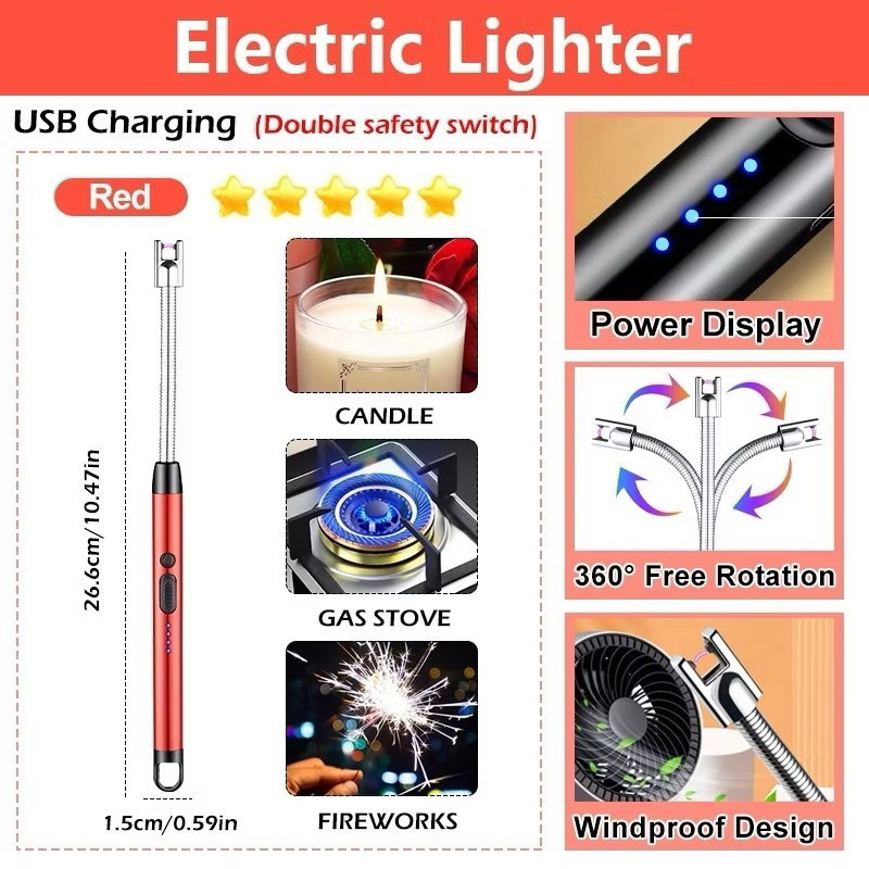 USB Rechargeable Electric Arc Gas Lighter – Windproof Stove Lighter ...