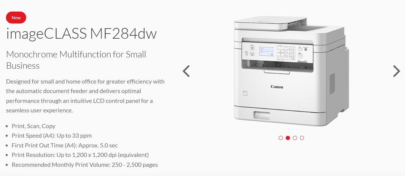 Canon imageCLASS MF284DW Monochrome Printer with Duplex Print, Scan, Copy, ADF, Wireless and ...