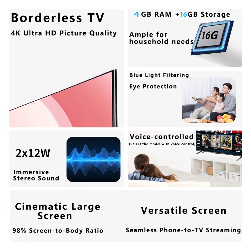 【30 days trial】LGBK Smart TV 50inch 4K DVBT2 Borderless 32 43 55inch ...