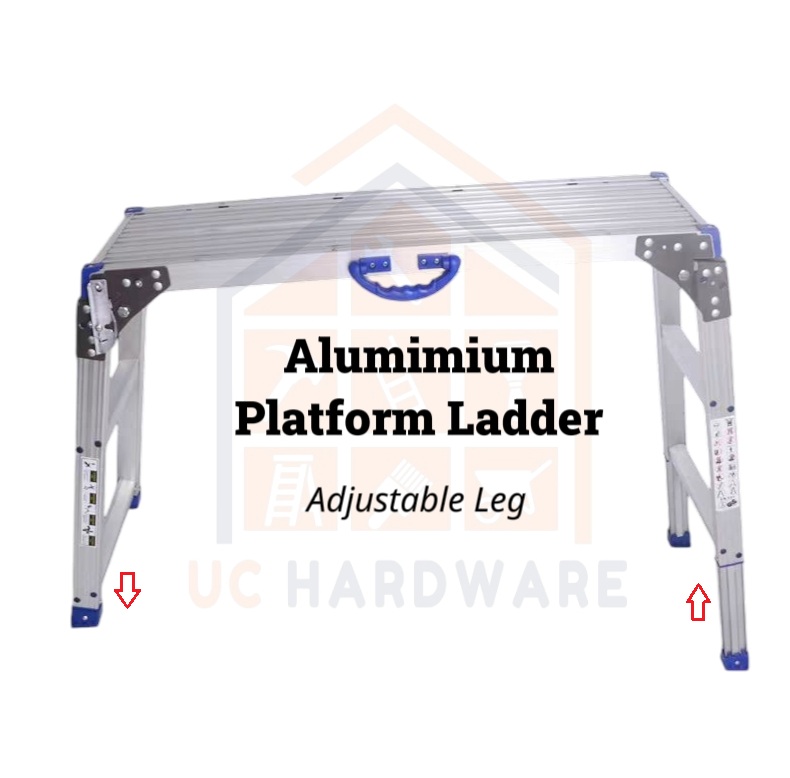 Aluminium Platform Ladder with Adjustable Legs 4+4Steps Tangga Platform ...