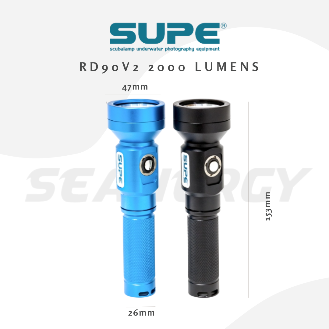 SUPE RD90v2 Scuba Lamp 2000 LUMENS Scubalamp Underwater Torch Video ...