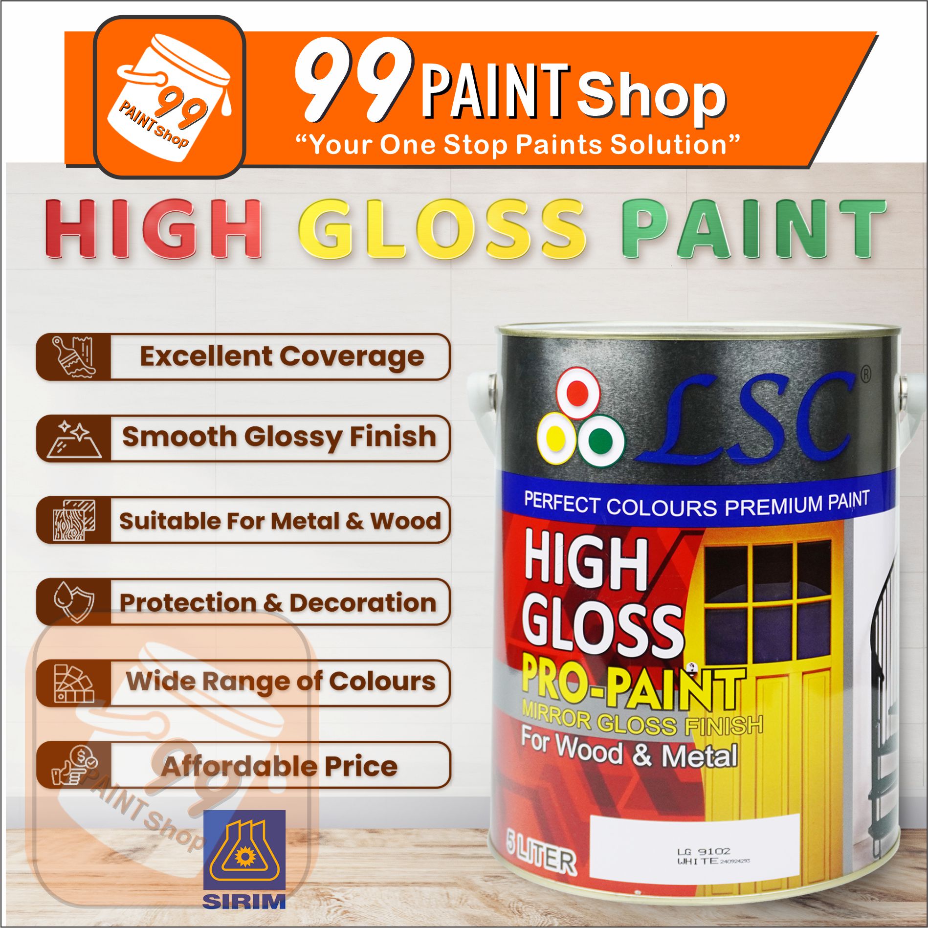 LSC ( 1L ) 1 liter LSCHIGH GLOSS PAINT( FREE 1.5" BRUSH ) CAT MINYAK ...