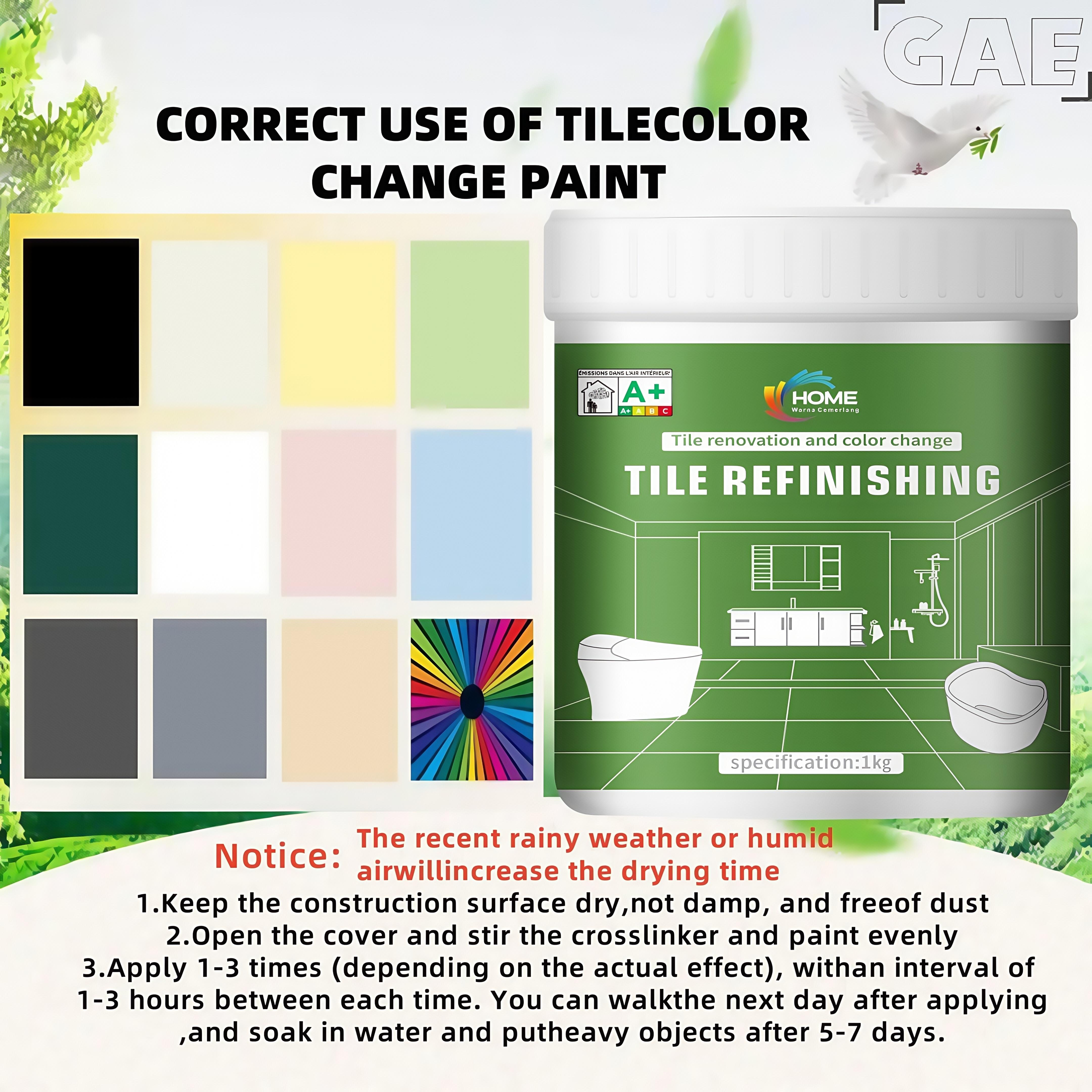 🔥🔥🔥EPOXY Water-based Tile Paint Room Bathroom Floor Renovation Special ...