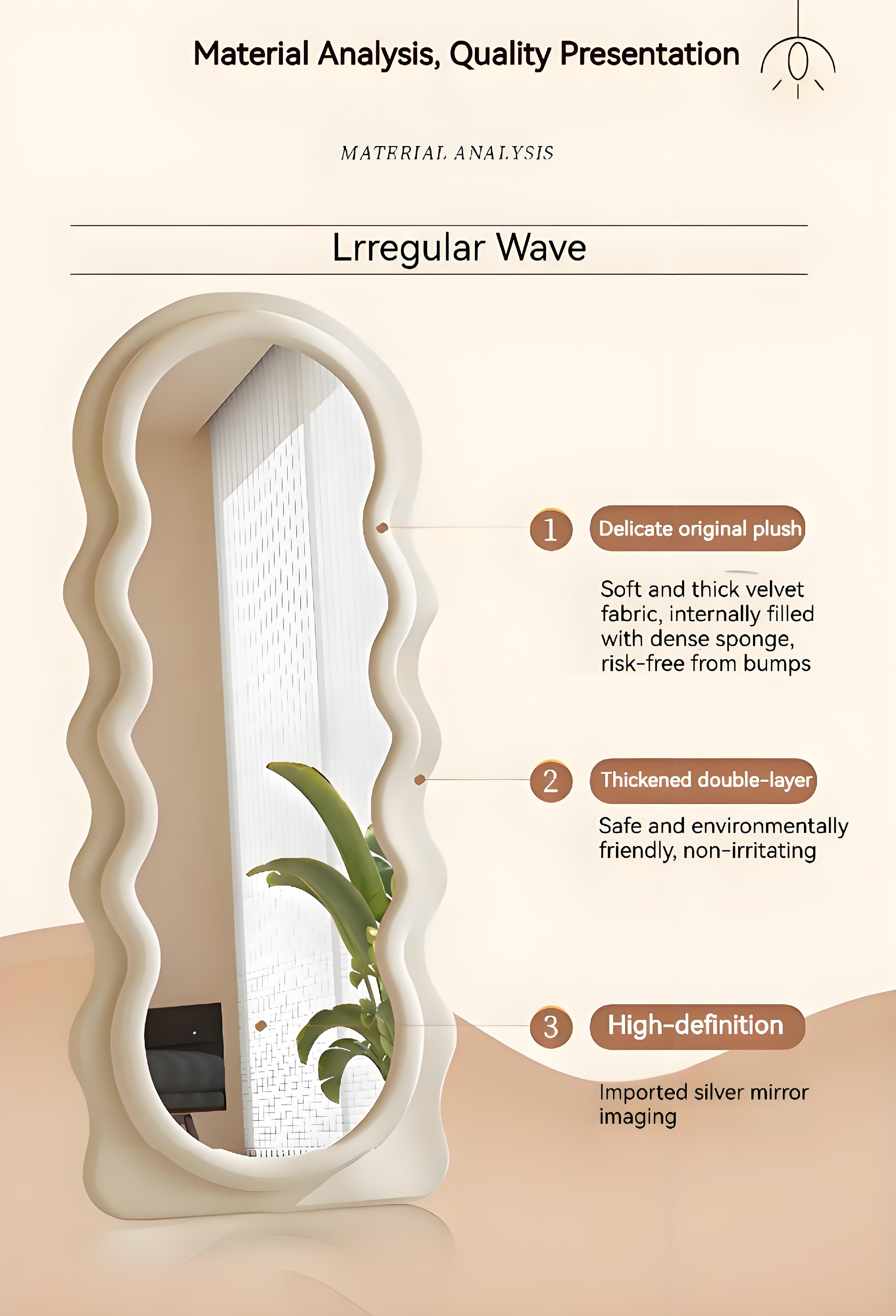 HAP Standing Long Mirror Cermin panjang With Stand Full Body Mirror Wave Shaped Mirror Arch ...