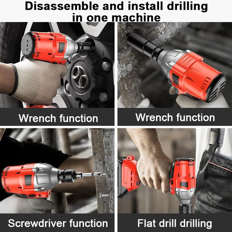 Cordless Impact Wrench 1980VF Brushless High Torque Impact Gun Handheld ...
