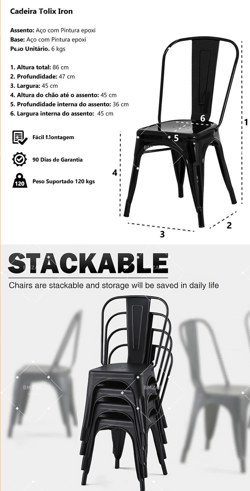 𝐁𝐌𝐙𝐀𝐑 𝙄𝙣 𝙎𝙩𝙤𝙘𝙠 Kerusi Makan Besi Dining chair Iron Low Stool With High ...