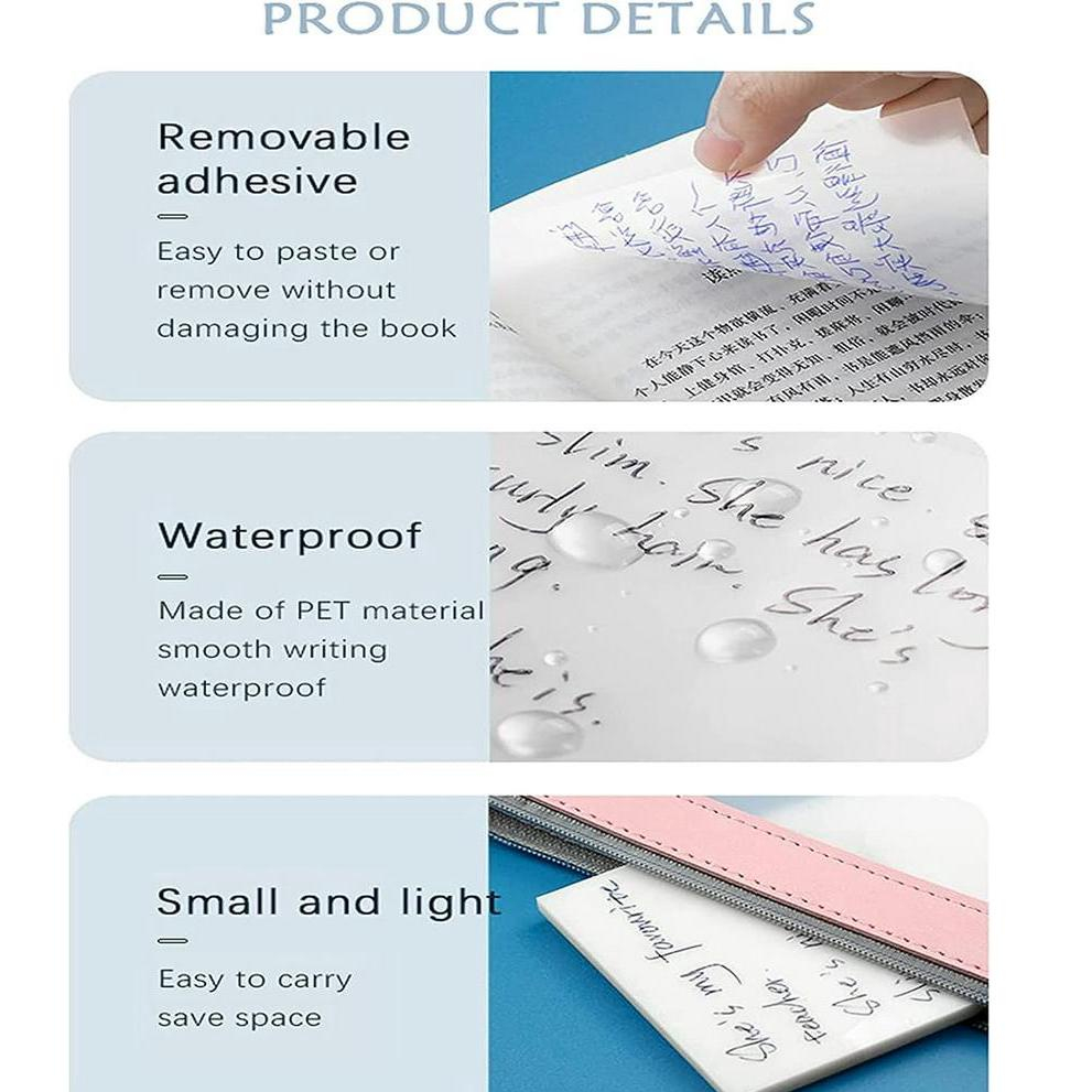 150 Sheets Transparent Sticky Notes Clear Waterproof Memo Pad ...
