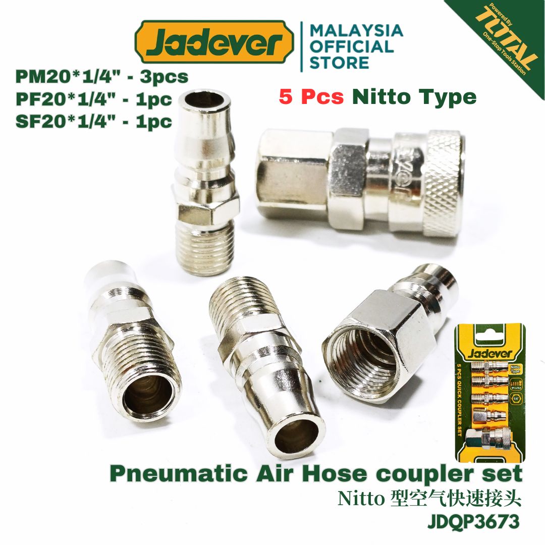 Jadever Tools Pneumatic Air Hose coupler 5pcs set 1/4" * PM20 / PF20 ...