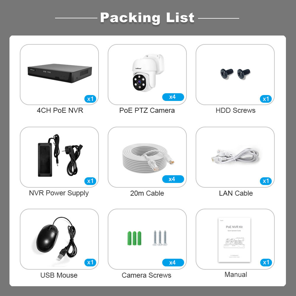 (5MP) PoE NVR CCTV System – SriHome 4-Port NVR (Support 16CH) + 4× 5MP ...
