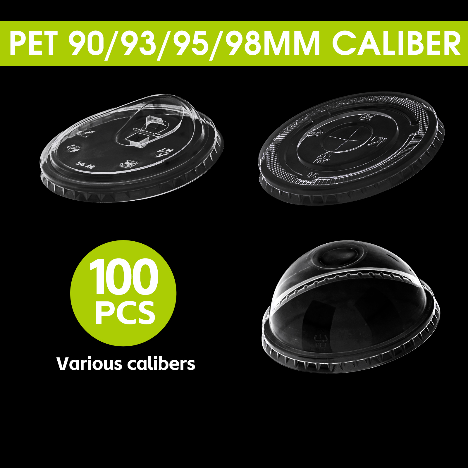 (100 pcs) Caliber 90/93/95/98MM PET PP Plastic Cup Lids / Party Drink ...