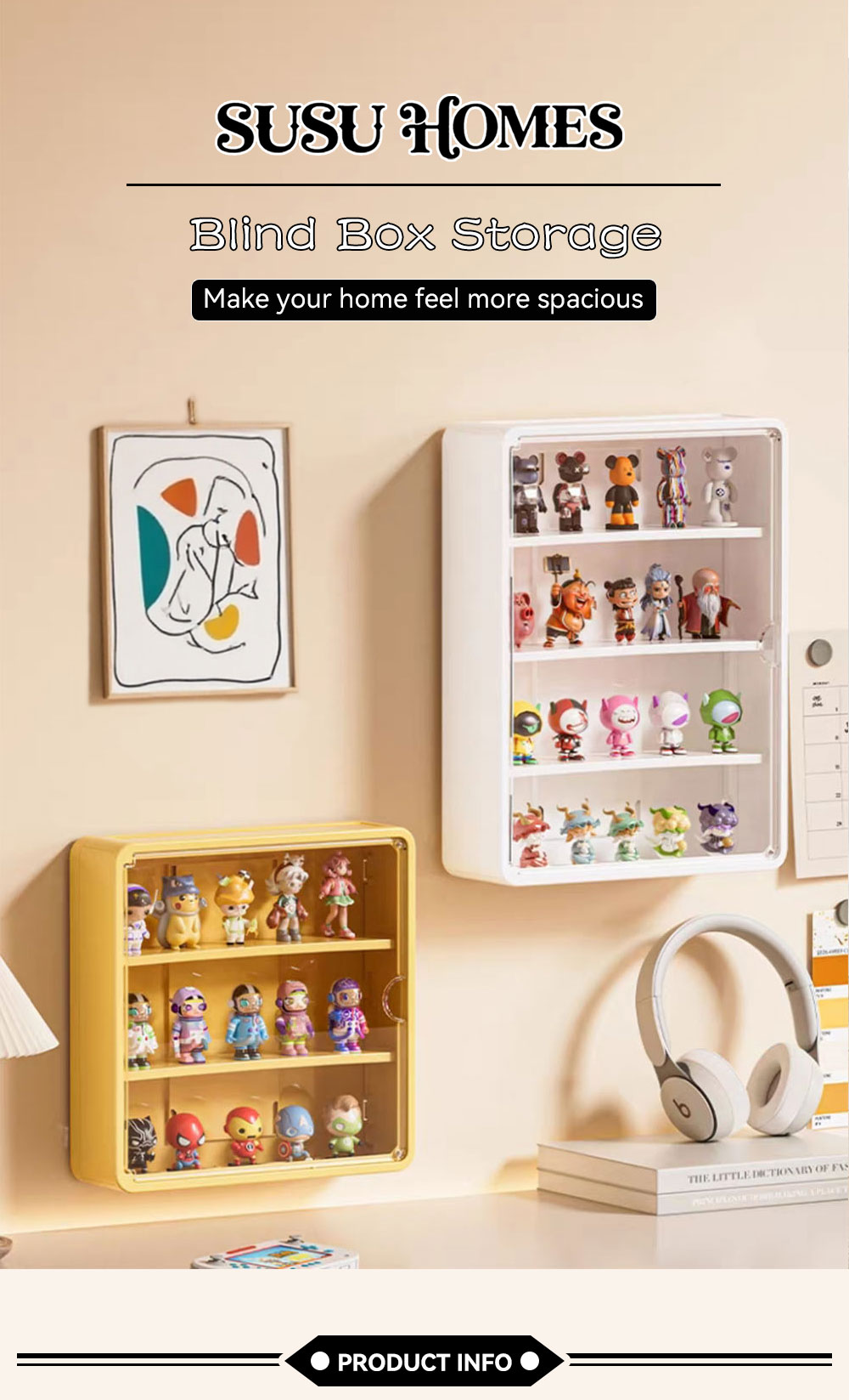 SUSU HOMES Wall-Mounted Acrylic Display Box Figure Blind Box Storage ...