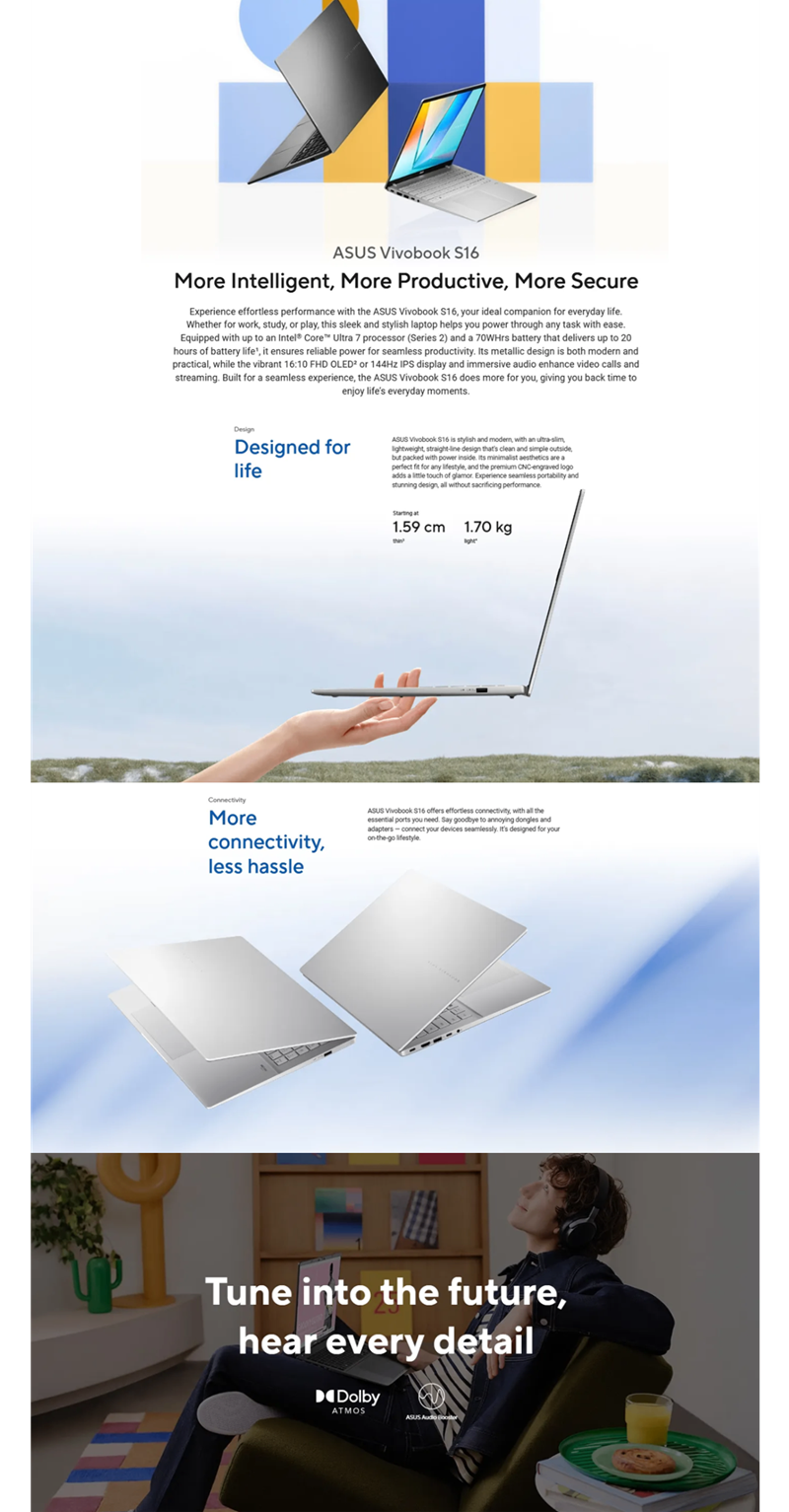 ASUS Laptop Vivobook S16 (CORE 5 210H/16GB/ 1TB/16 WUXGA 144HZ/Intel ...