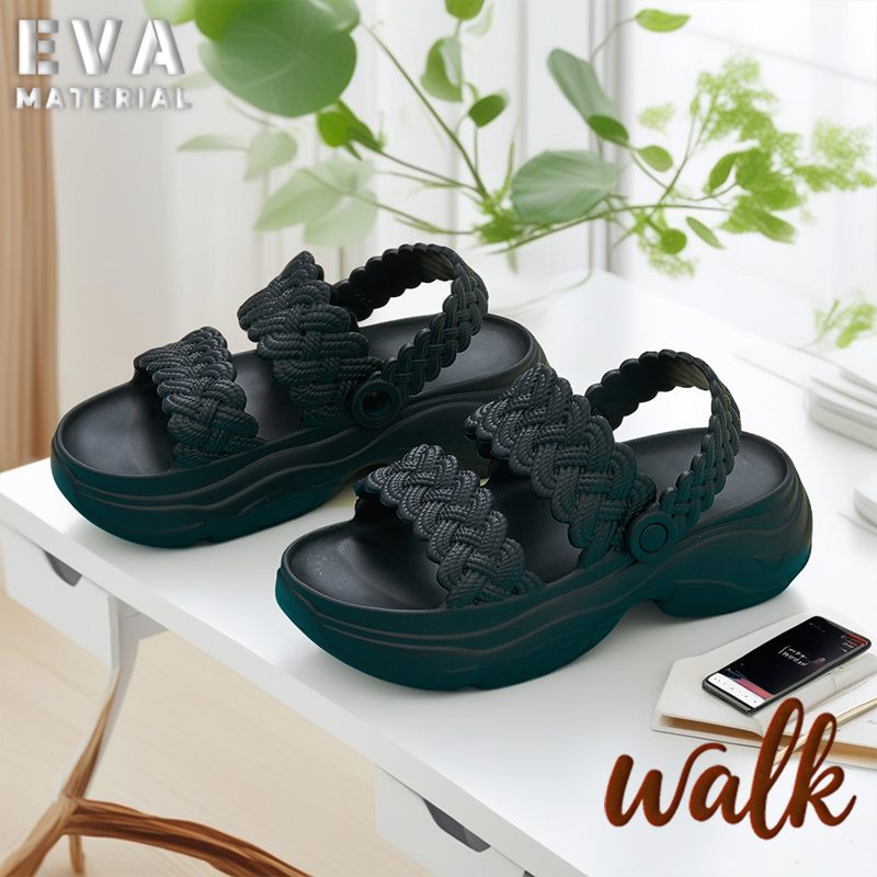 Walk 2026 sandal wanita cantik style tinggi kasut EVA Jalinan korea ...