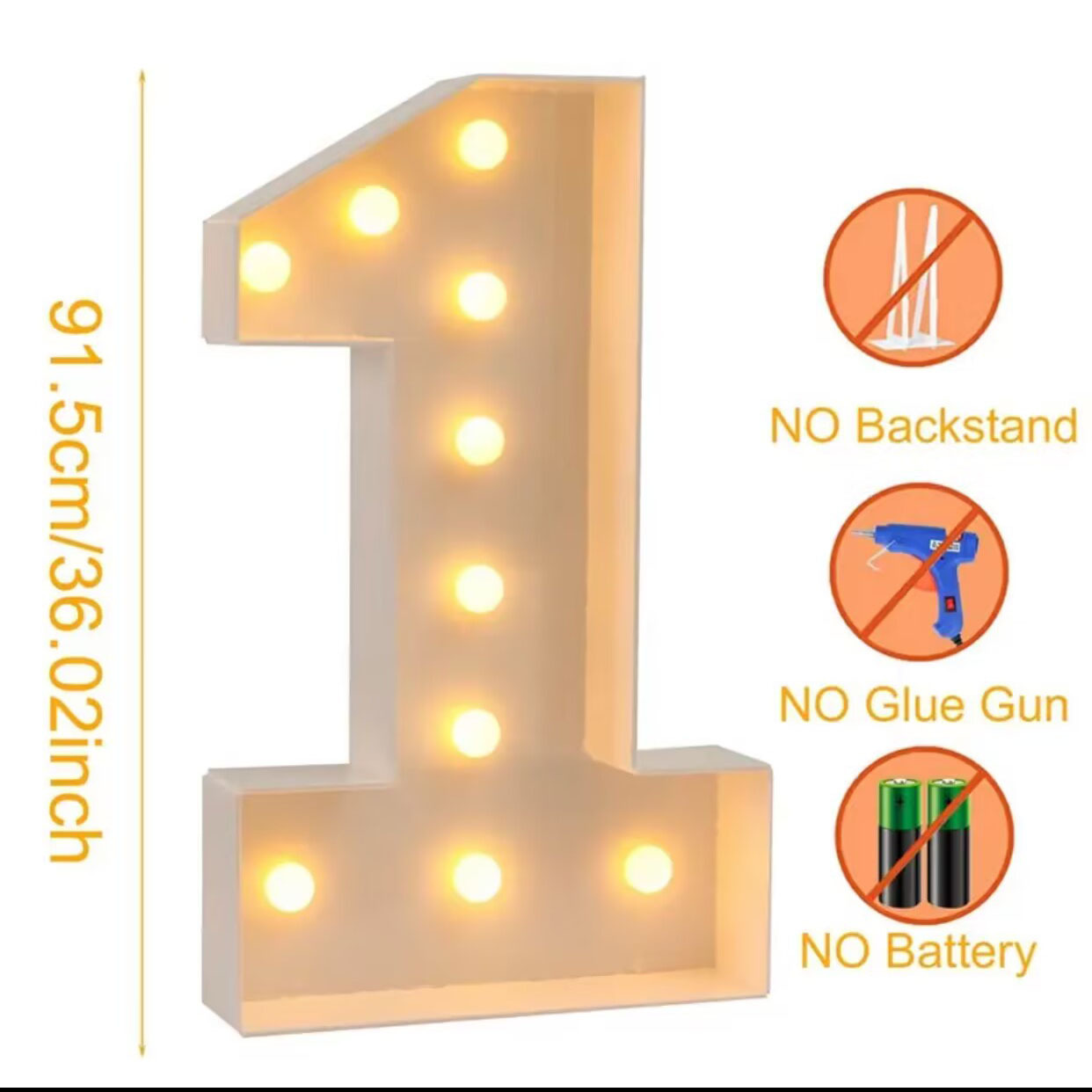 3FT 1-9 Giant Marquee Light Up Number Board Large Number Standee With ...