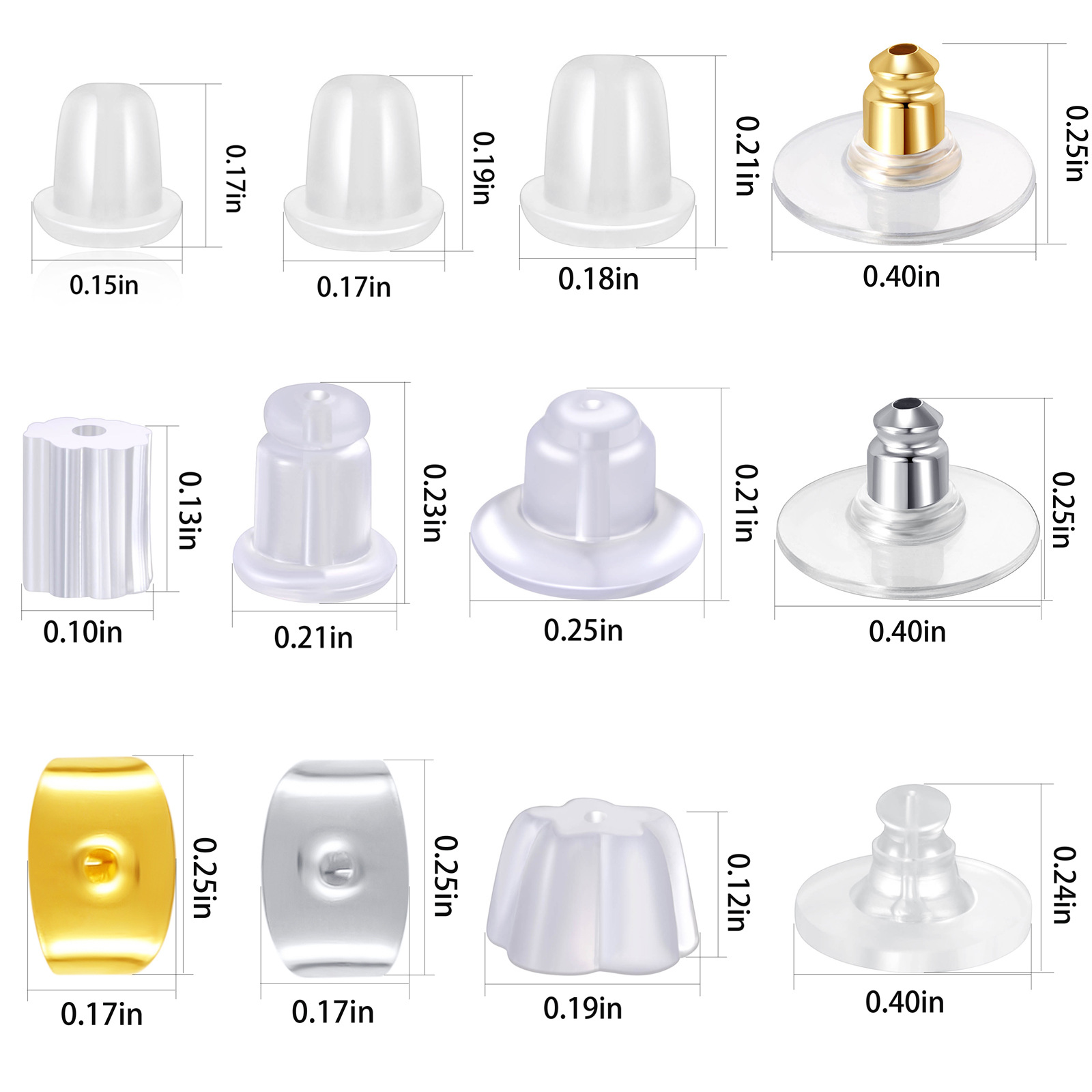 250pcs/Box Rubber Brooch Pin Back Squeeze Badge Holder Butterfly Clasp ...