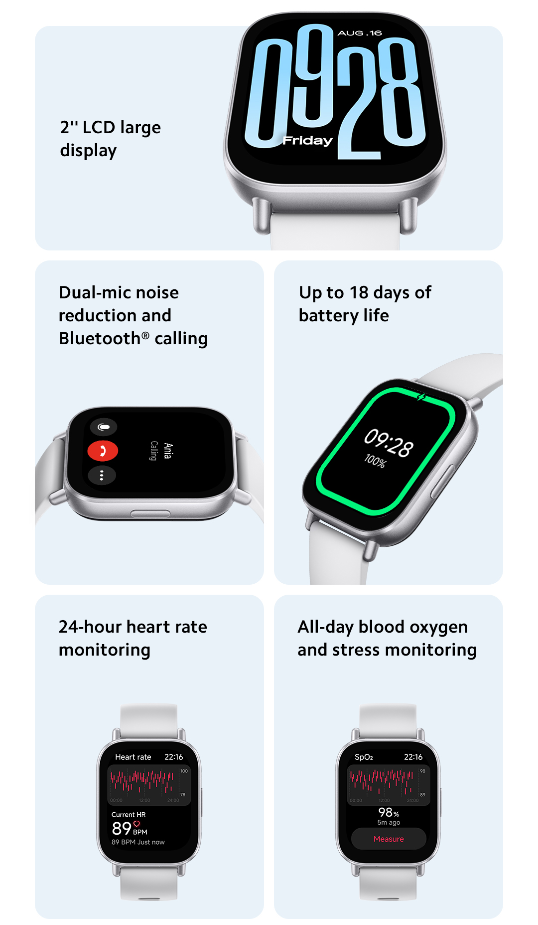 Redmi Watch 5 Active | Ultra-Large LCD Display | Bluetooth Phone Call ...
