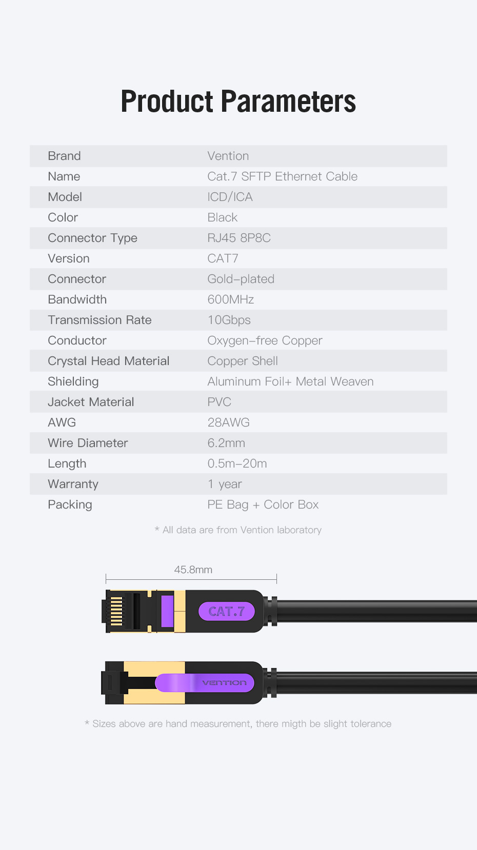 Vention CAT7 LAN Cable 10 Gbps RJ45 Ethernet Cat 7 Network Cord for ...