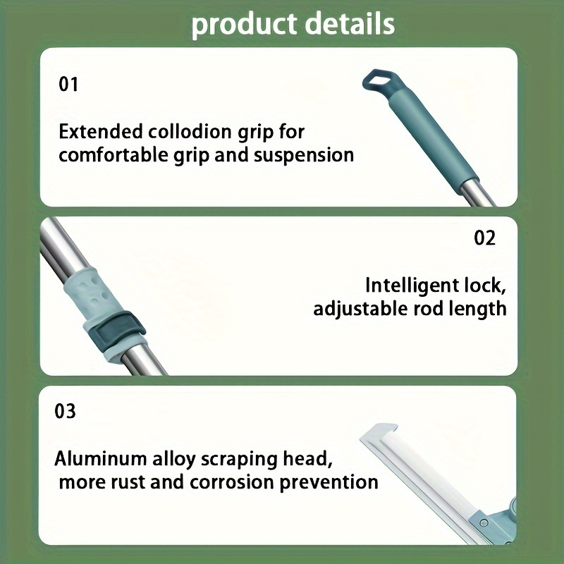 50CM Floor Silicone Wiper Scraper 180 Squeegee Magic Broom Sweeper Mop ...