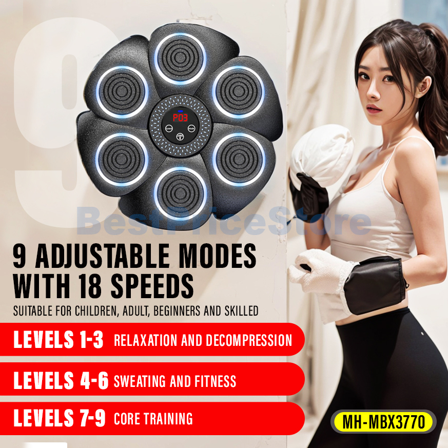 BPS Music Electric Boxing Machine Wall Target Rechargeable LED Fitness ...