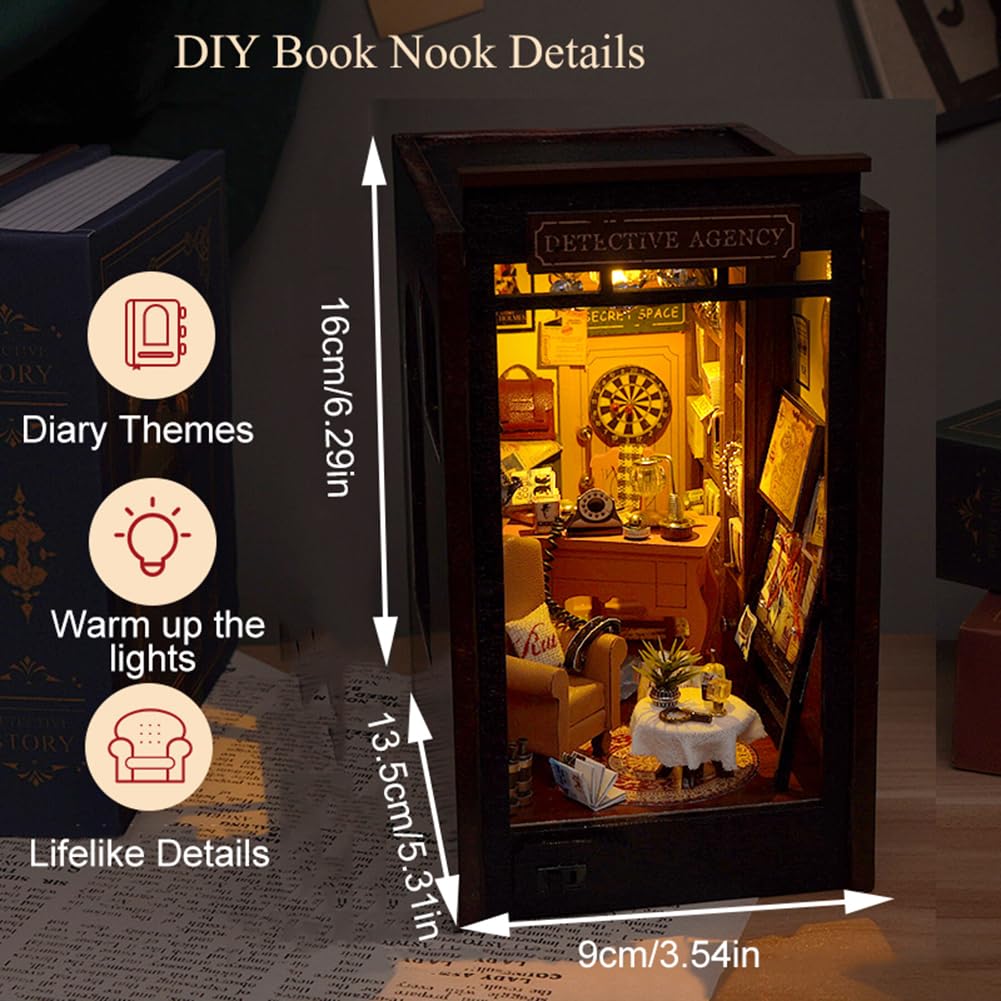 Booknook Detective Agency TL5 with Light 3D Wooden Puzzle Book Nook DIY ...