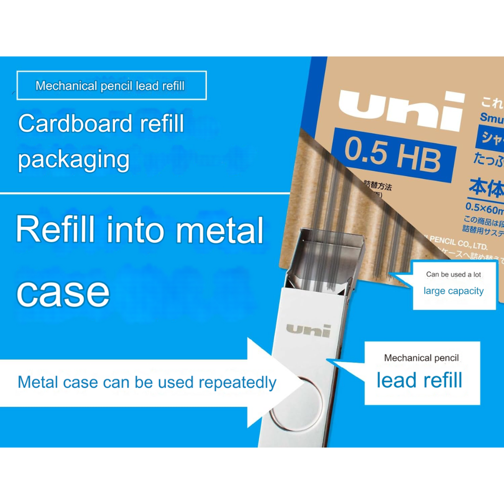 Uni Mitsubishi Smudge-Proof Lead with Metal Case 0.3/0.5 mm UL-SM-0.3 UL-SM-0.5 | Shopee Malaysia